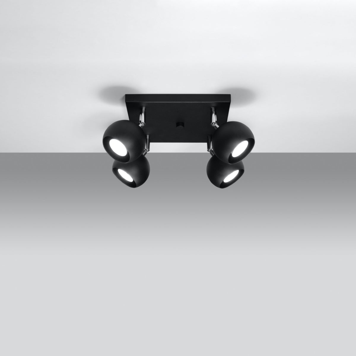 Lámpara de techo RAYIS 4 LED negro con bombilla 3000K - 25x25x16cm ...