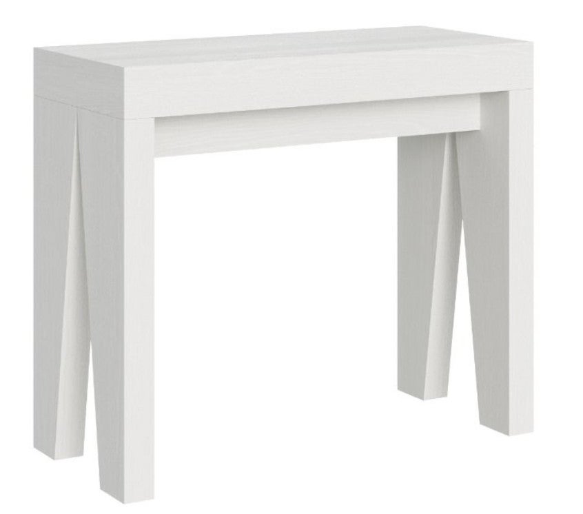 Console extensible en bois moderne Naxo-Couleur Blanc-4 pieds-5 ...