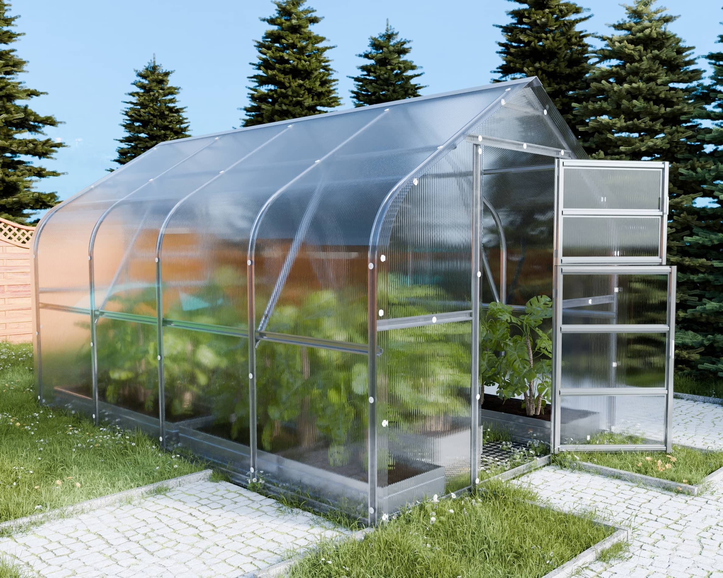 Serre de jardin KLASIKA*DROP 10m2, 2,5m x 4m, 4 mm avec revêtement en ...