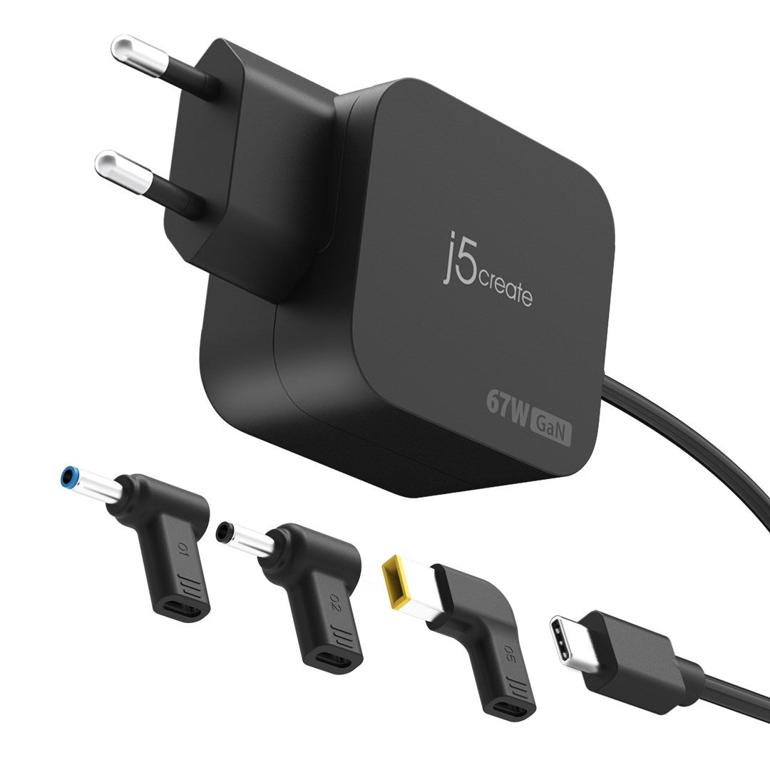 J5create JUP1565DCE3A-EN Mini chargeur GaN PD USB-C® 67 W avec 3 types ...