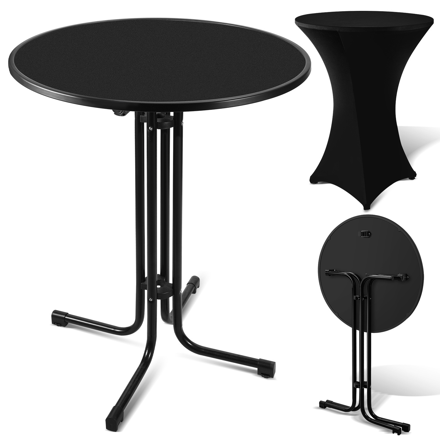 2x Table ronde haute d'extérieur pour bar et pub Ø80 cm avec structure ...