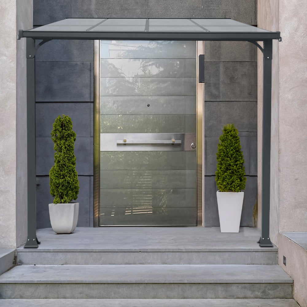 Auvent porte d'entrée HOME DELUXE CUBIS L - 294 x 150 cm anthracite ...