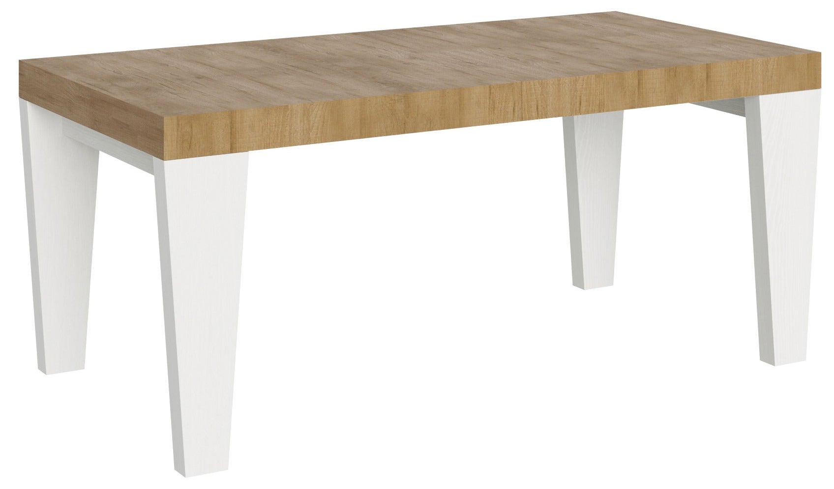 Mesa extensible roble natural y patas madera blanca 6 a 20 plazas ...