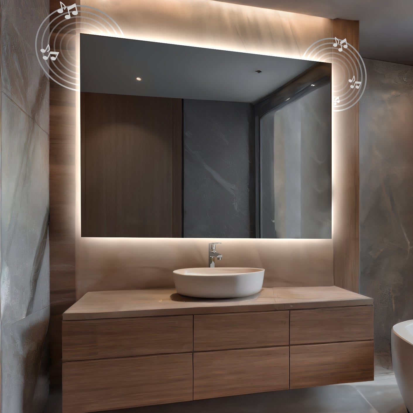 Miroir de Salle de Bain LED - Ellie | 120x100 cm | LED Lumineux Miroir ...