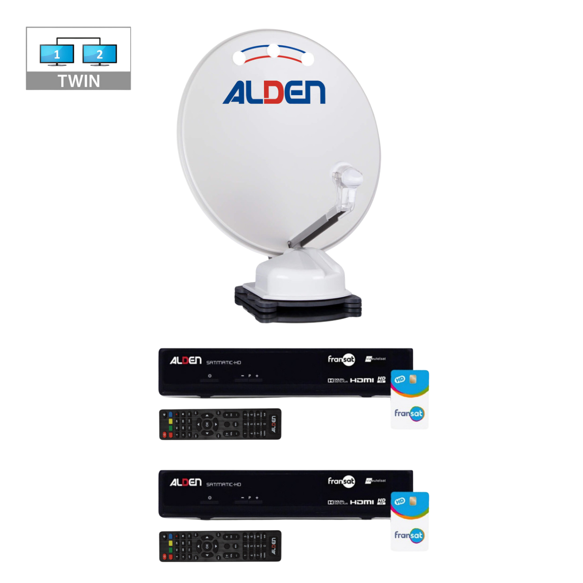 PACK ALDEN ORBITER 65 Parabole Auto + 2 x Décodeurs FRANSAT + LNB Twin | Leroy Merlin