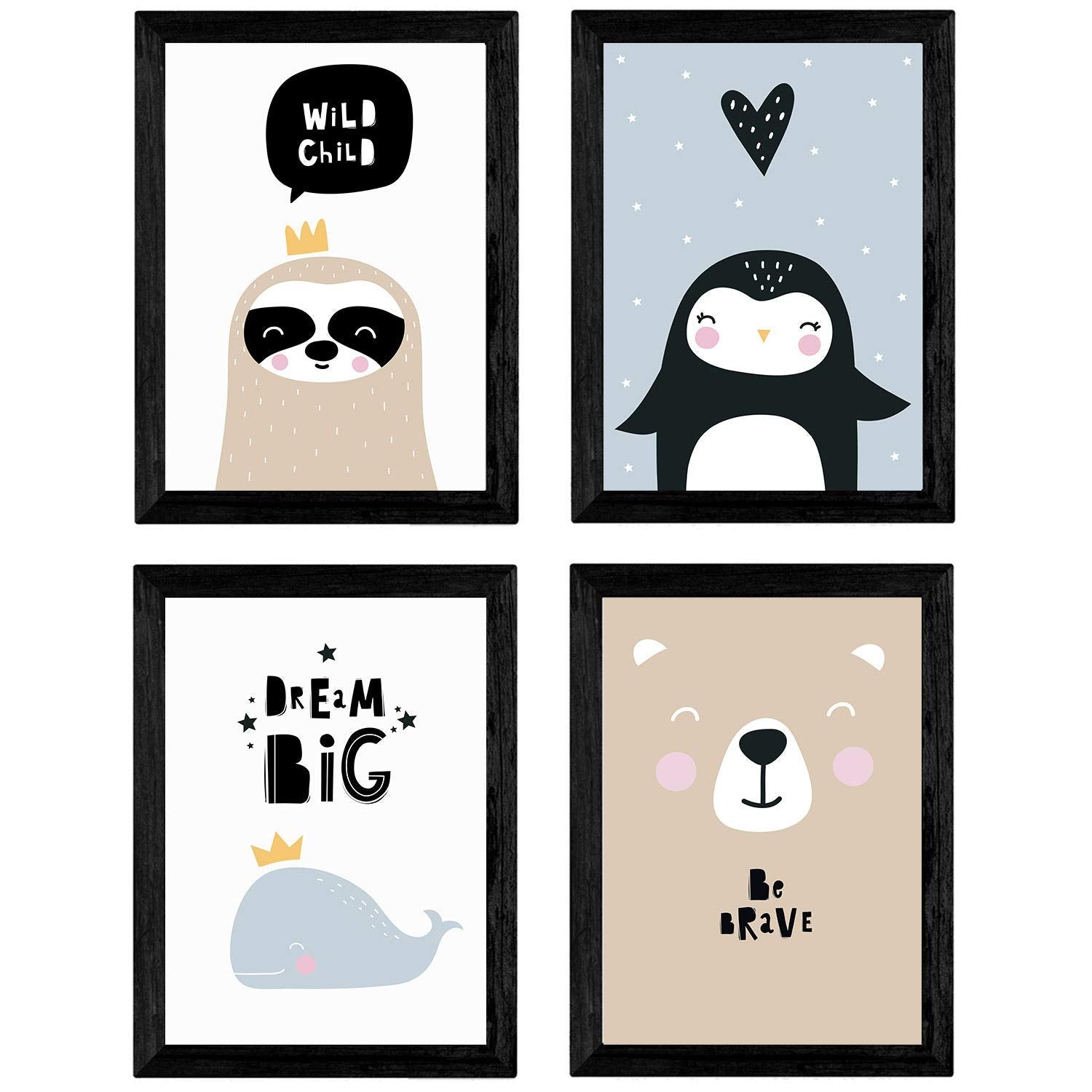 Set De 4 Láminas "ballena, Pingüino, Foca Y Oso Polar". Posters De ...