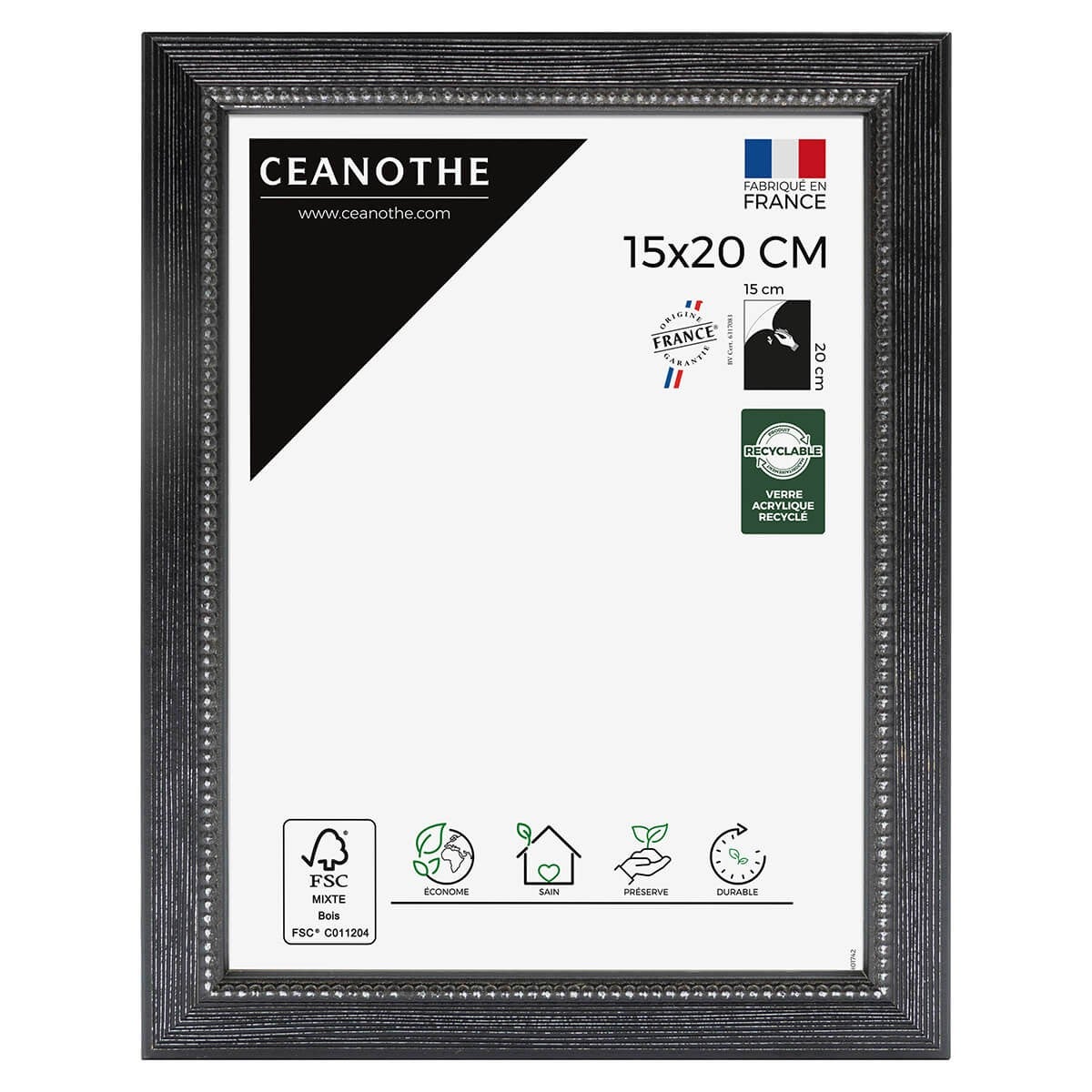 Cadre photo Perle noir 15x20 cm | Leroy Merlin