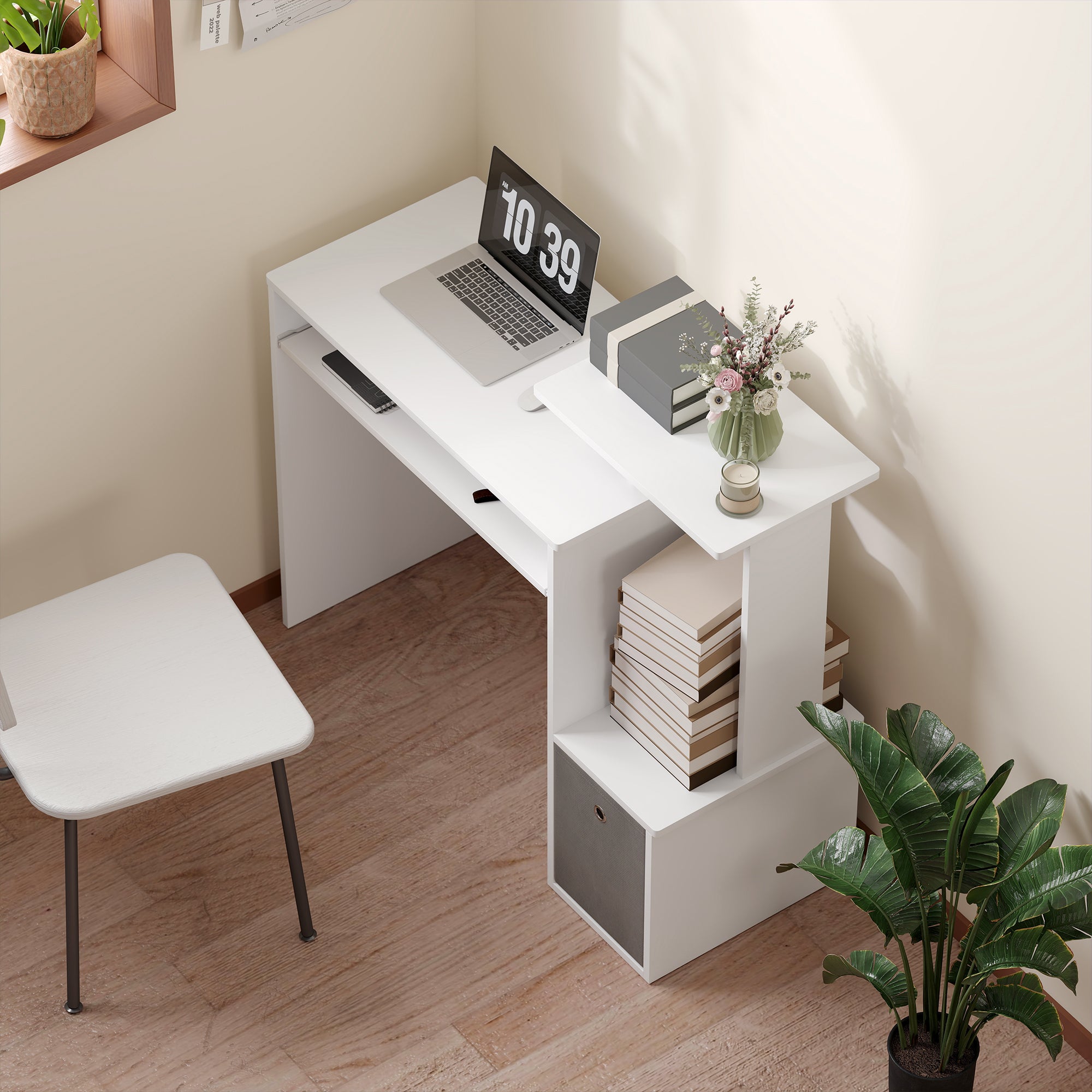 Escritorio moderno para PC con estante para teclado, estante de tela y ...