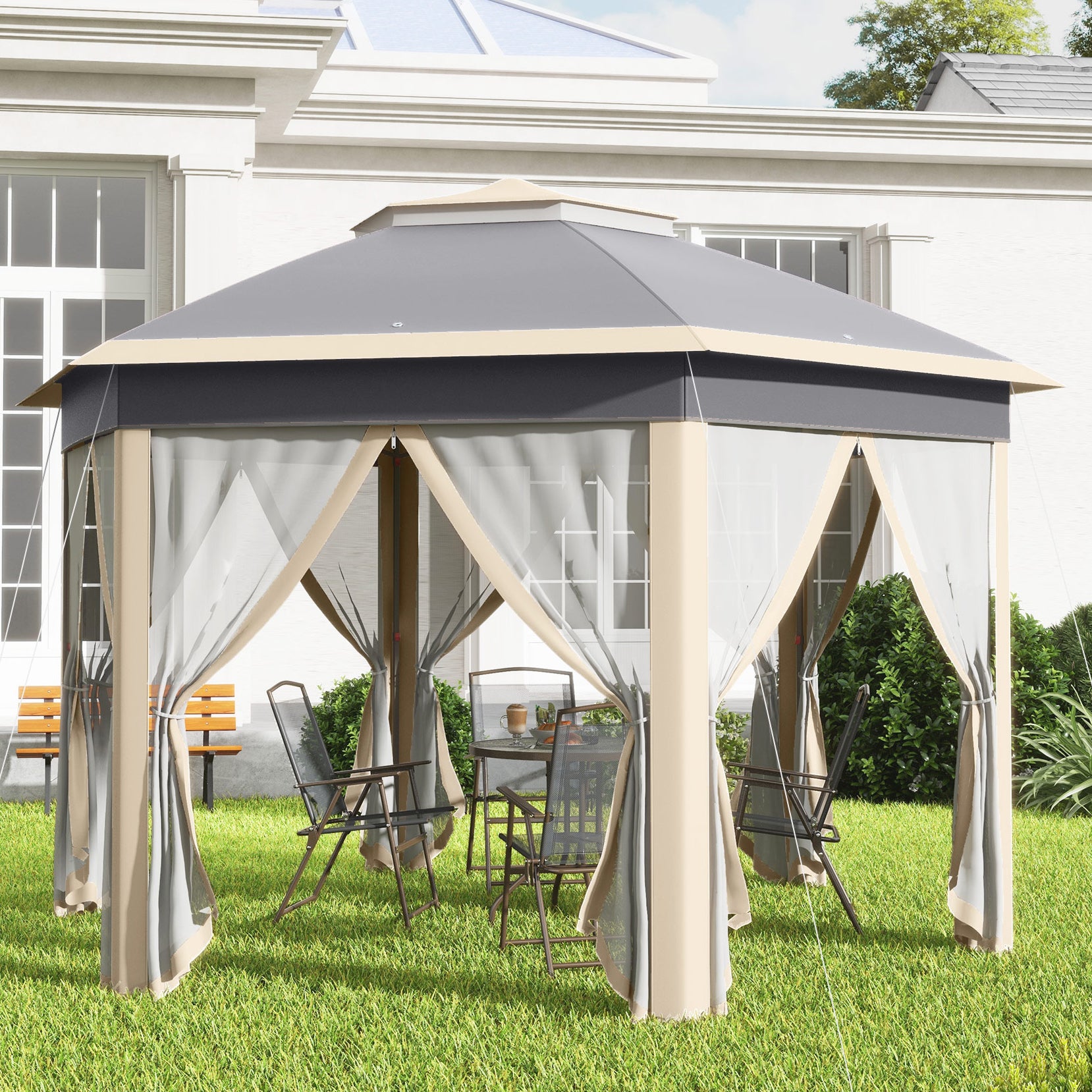 Tonnelle de jardin 4 m x 4 m, pergola pliante avec double toit et ...