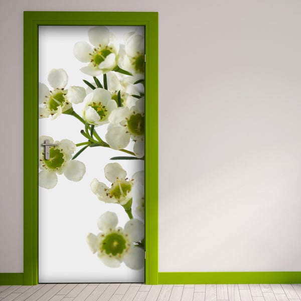 Sticker pour portes sans bulles et découpable - Fleurs blanches ...