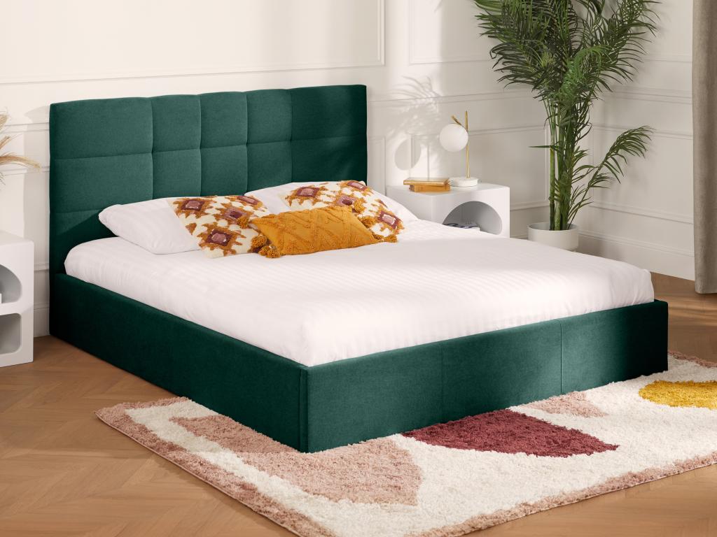 Letto con contenitore 160 x 200 cm Tessuto Verde abete - ELIAVA di ...