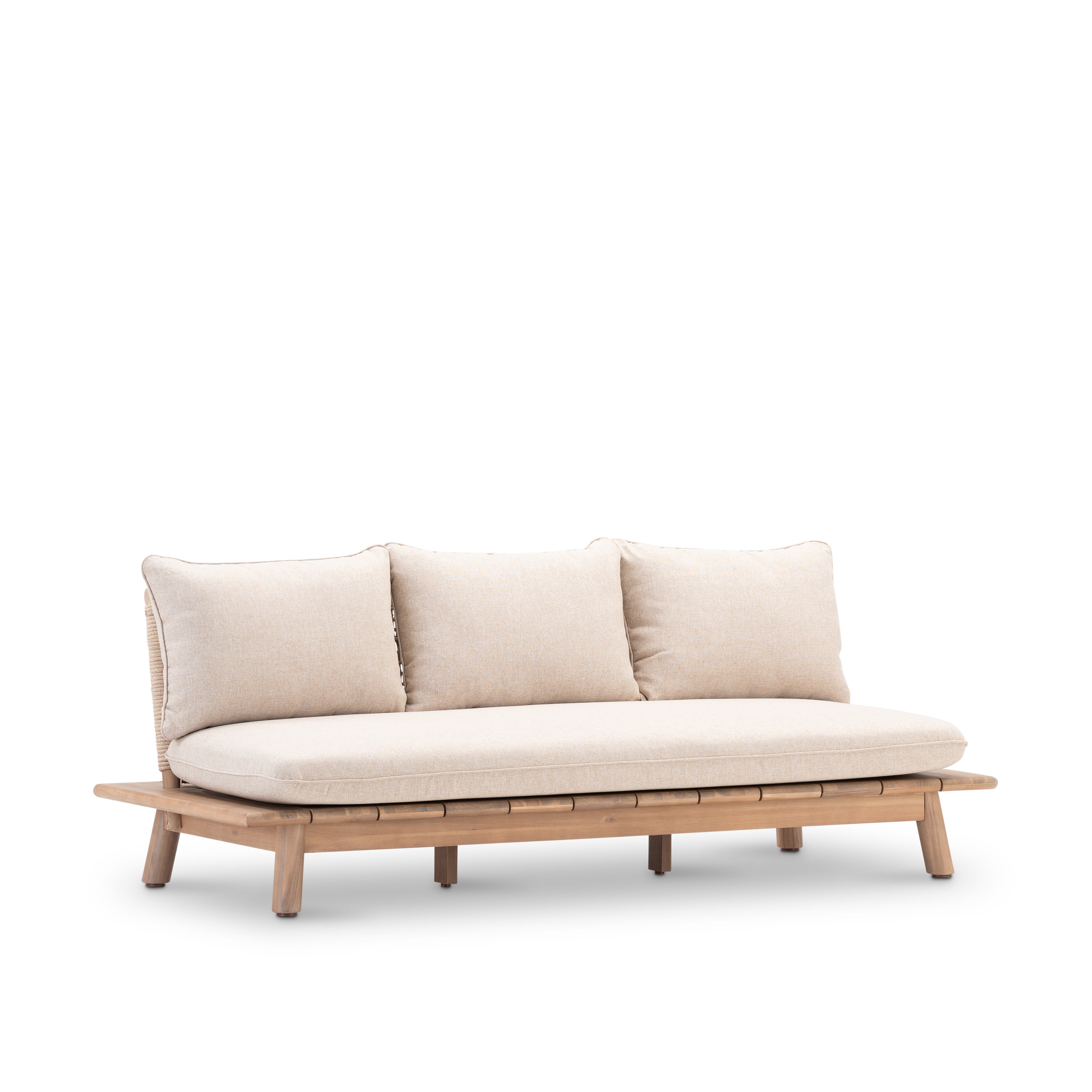 Canape 3 places en bois et corde beige - Rodas | Leroy Merlin