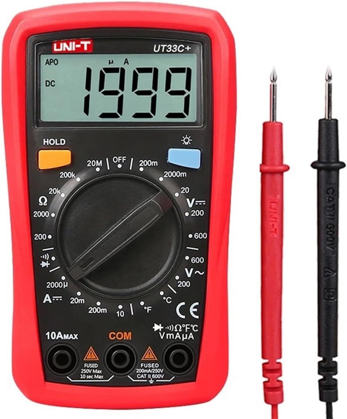 Multimètre de poche UT33C+, écran LCD, multimètre numérique, cordons de ...