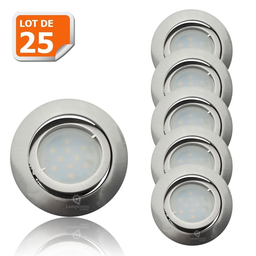 Lot de 25 Spot Led Encastrable Complete Satin Orientable lumière Blanc ...