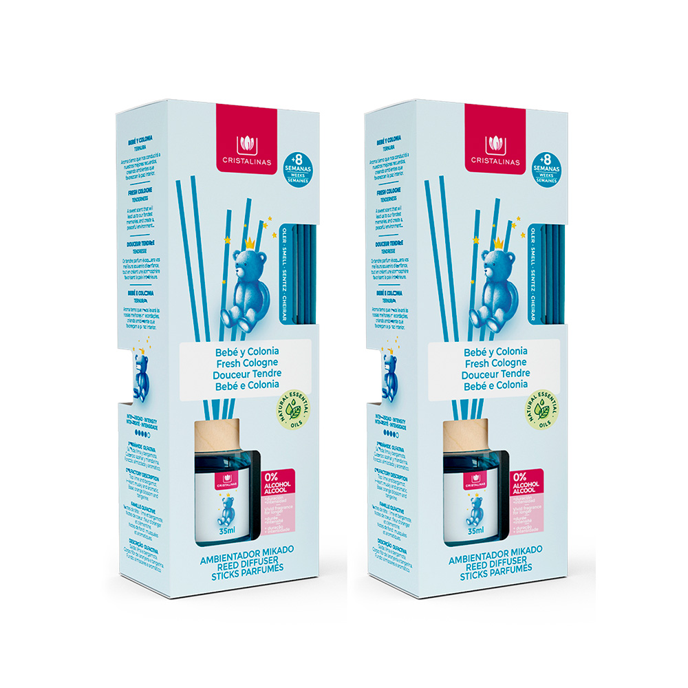 Cristalinas - Pack 2 Ambientador Mikado 35ml Aroma Bebé y Colonia (2x35ml) | Leroy Merlin