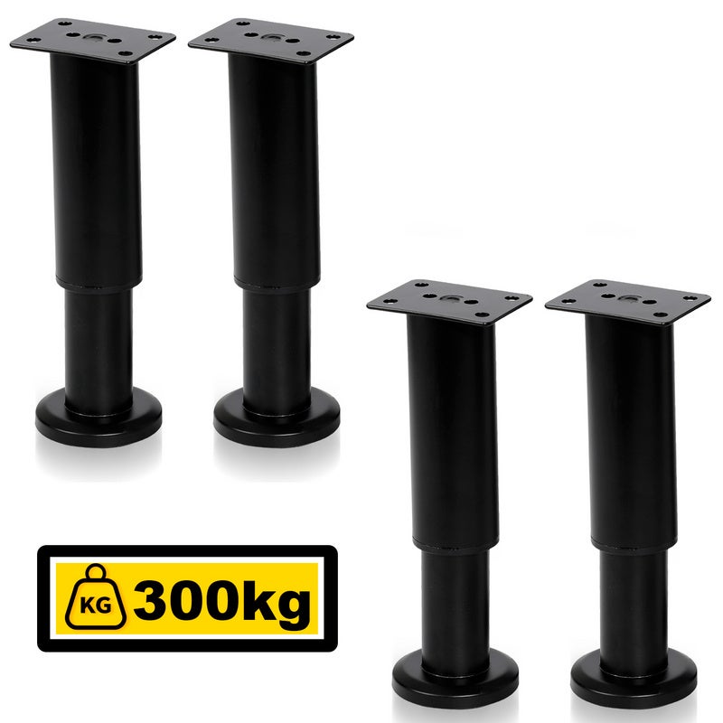 4X Pieds de meuble 12-18cm Extensible（Noir） Pieds de socle Pieds de ...