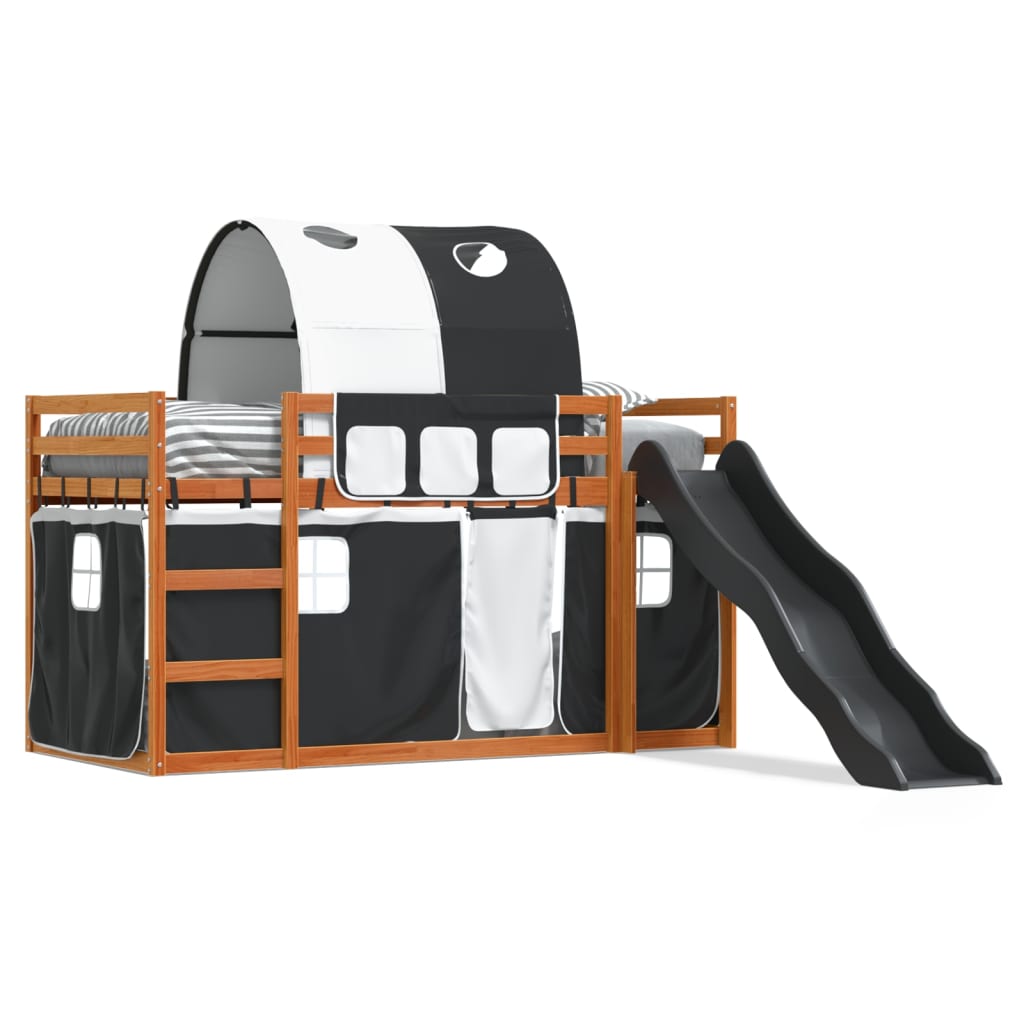 Lit simple | Lit adulte | Lit superposé avec toboggan et rideaux blanc ...