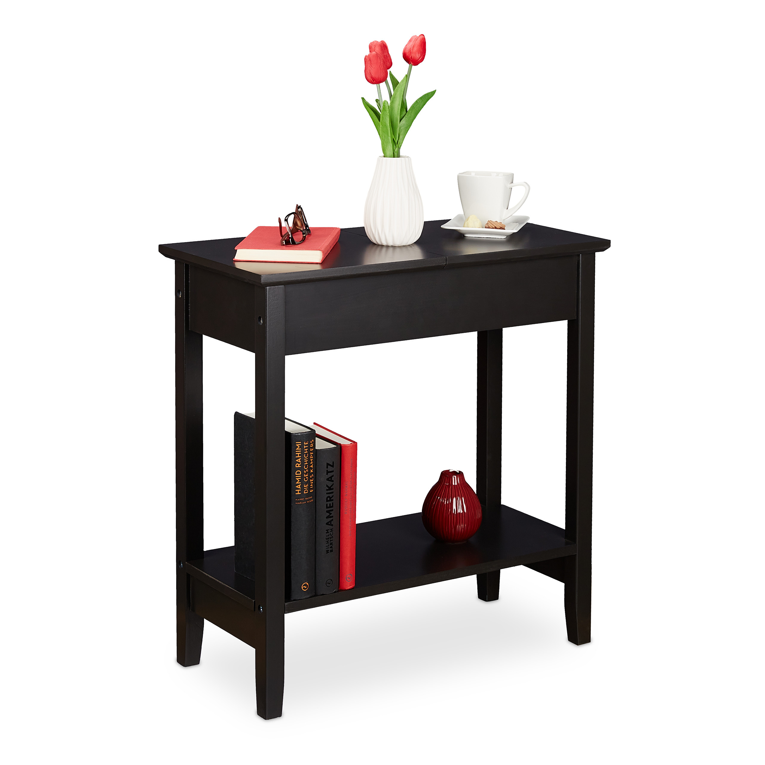 Relaxdays Table console avec rangement, HxLxP: 62 x 58 x 28 cm, table d ...