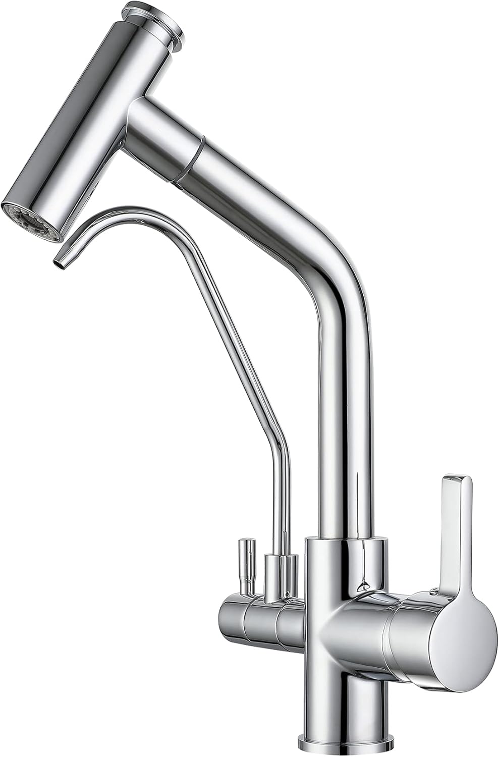 Robinet 3 Voies Cuisine Douchette Mitigeur Évier Avec 2 Becs Mitigeur ...