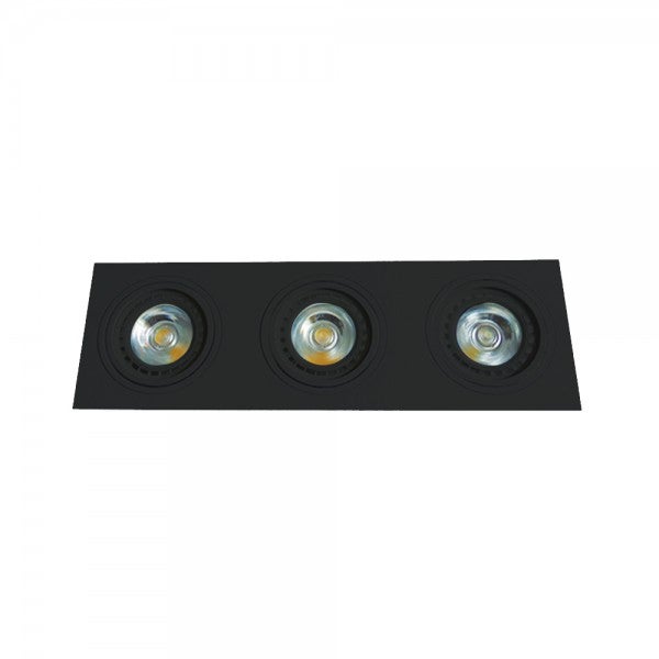 Downlight cuadrado 3 portalamparas GU10 AR111 15W Negro | Leroy Merlin