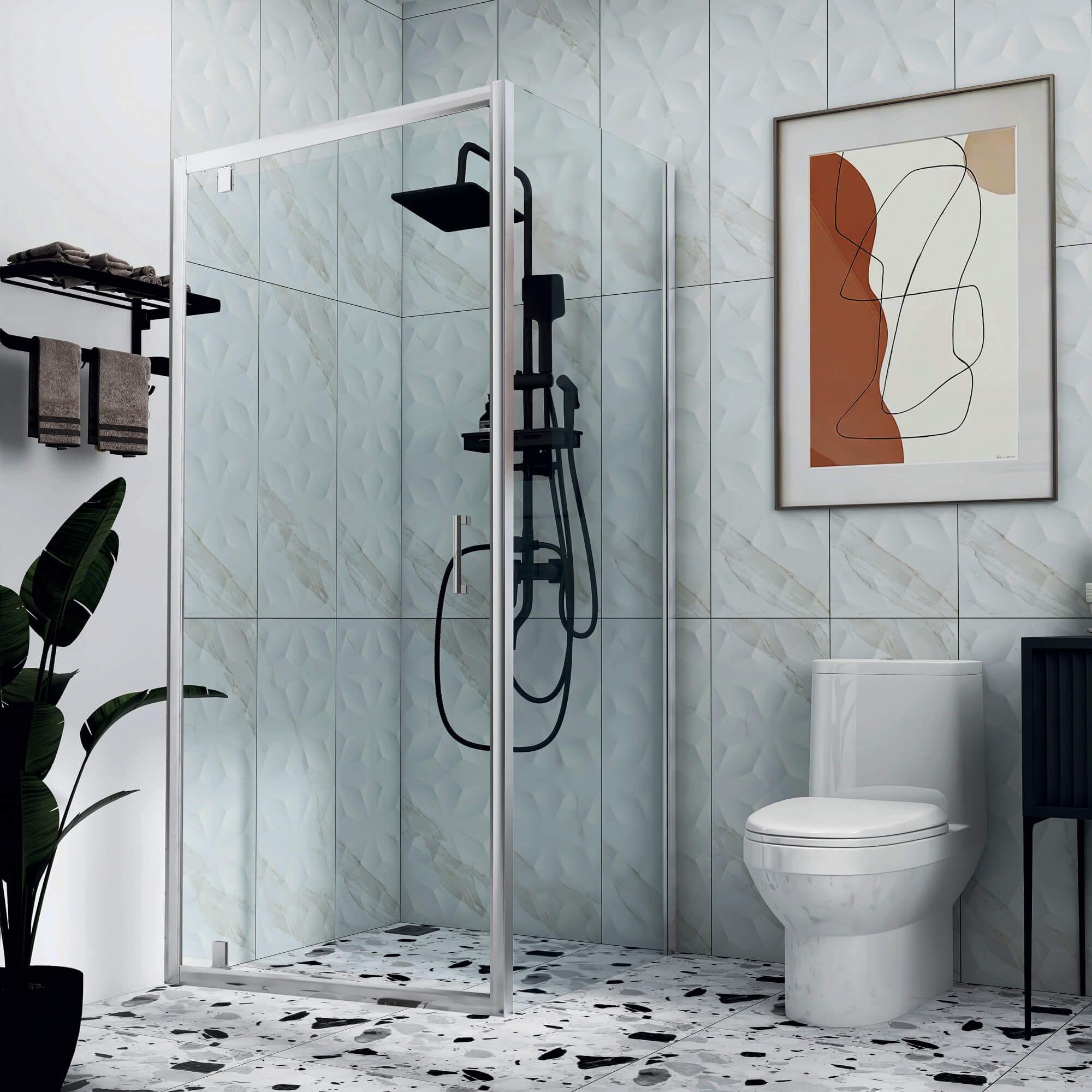 Siro - Box doccia ad angolo 90x70 cm con 1 anta a battente cromo ...