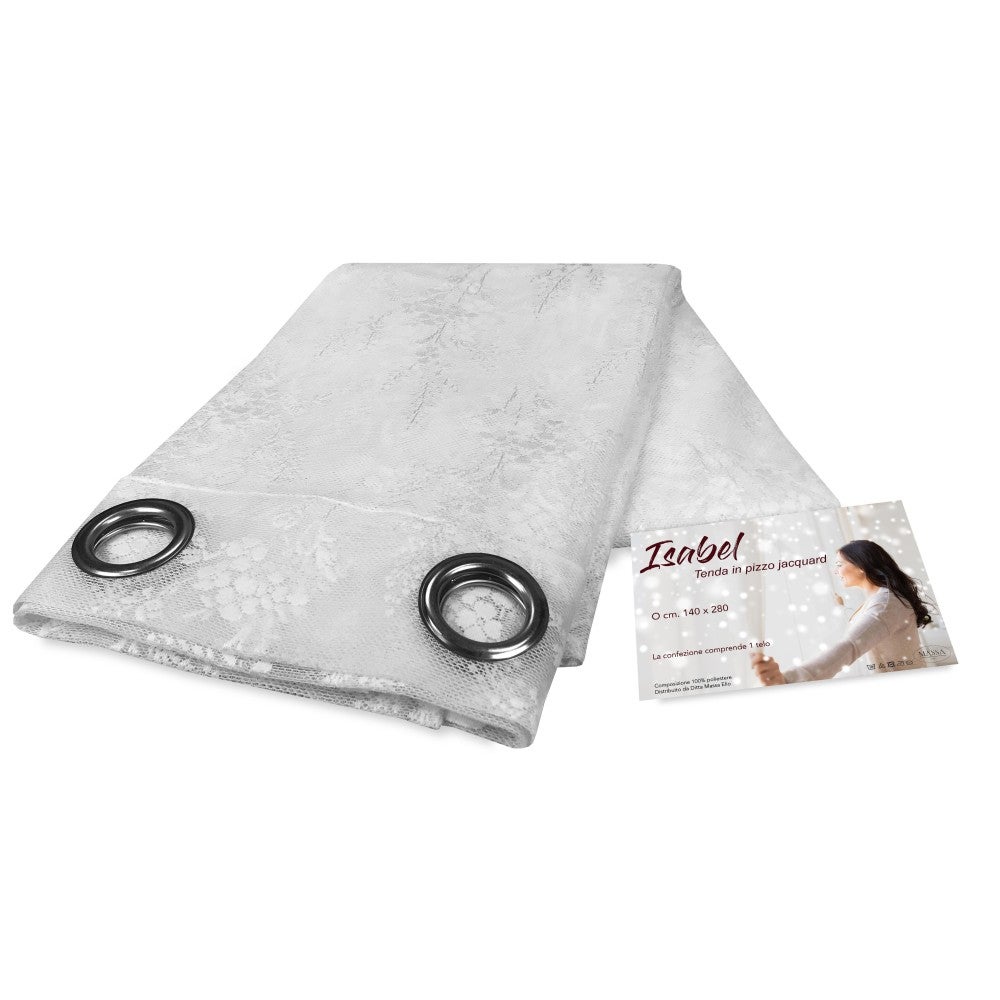 RIDEAU ISABEL blanc cm. 140X280 EMBALLÉS dans de la DENTELLE jacquard ...