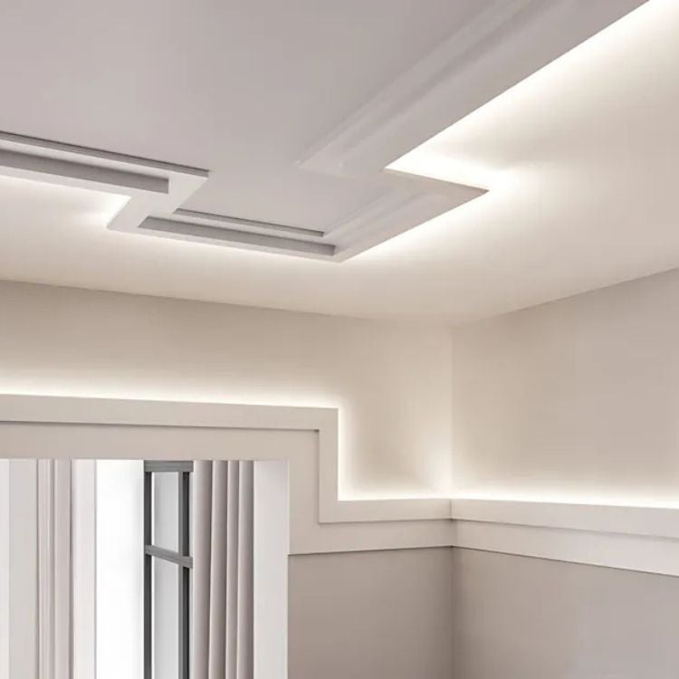 Corniche LED indirecte, profil stuc, longueur 200 cm ; largeur 3,1 cm ...
