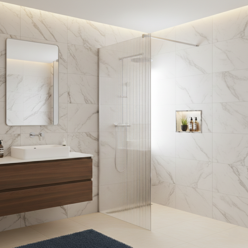 Parete doccia walk-in scanalata - 120 x 195 cm - Cromo - LINEA | Leroy ...