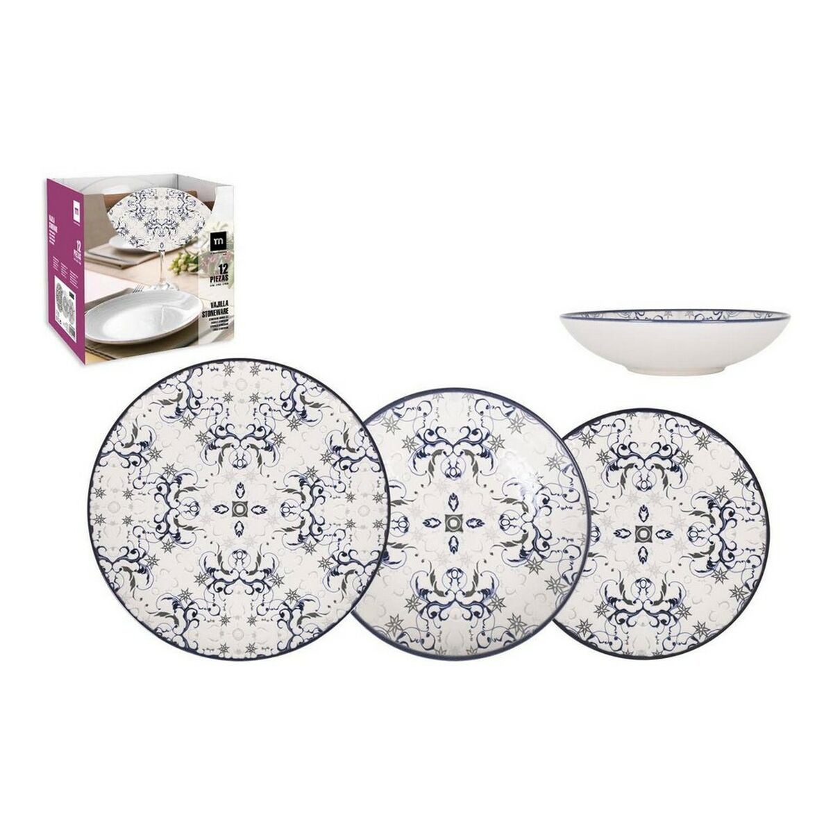 Set de Vajilla La Mediterránea Tesa Porcelana 12 Piezas | Leroy Merlin