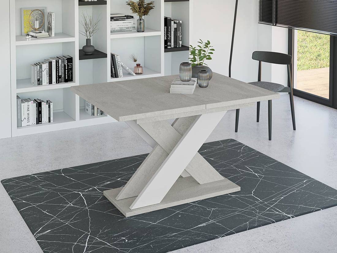 Tosca - table à manger extensible - gris et blanc - 4 à 6 personnes ...