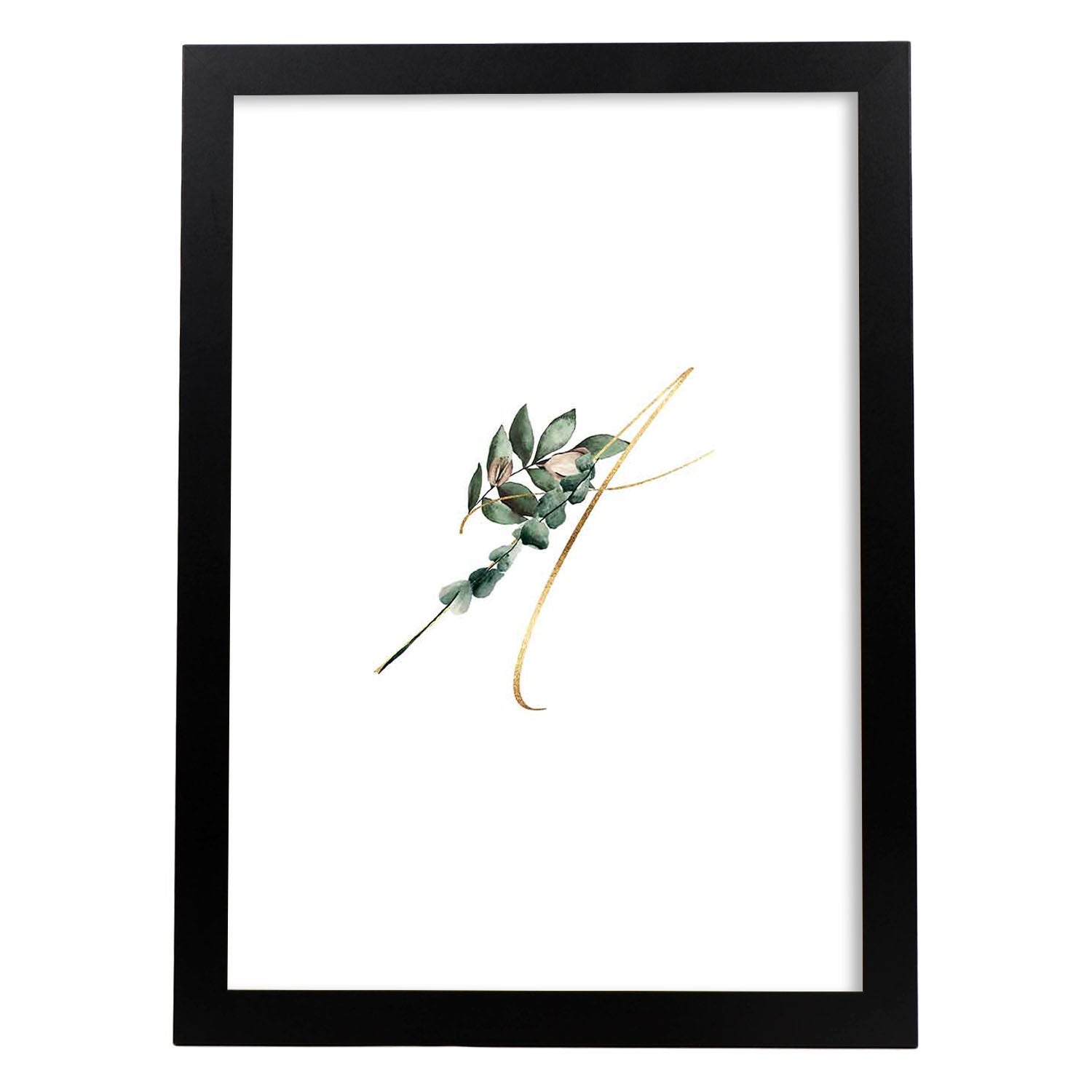 Poster De Letra A. Lámina Estilo Verde Fino Con Imágenes Del Alfabeto ...