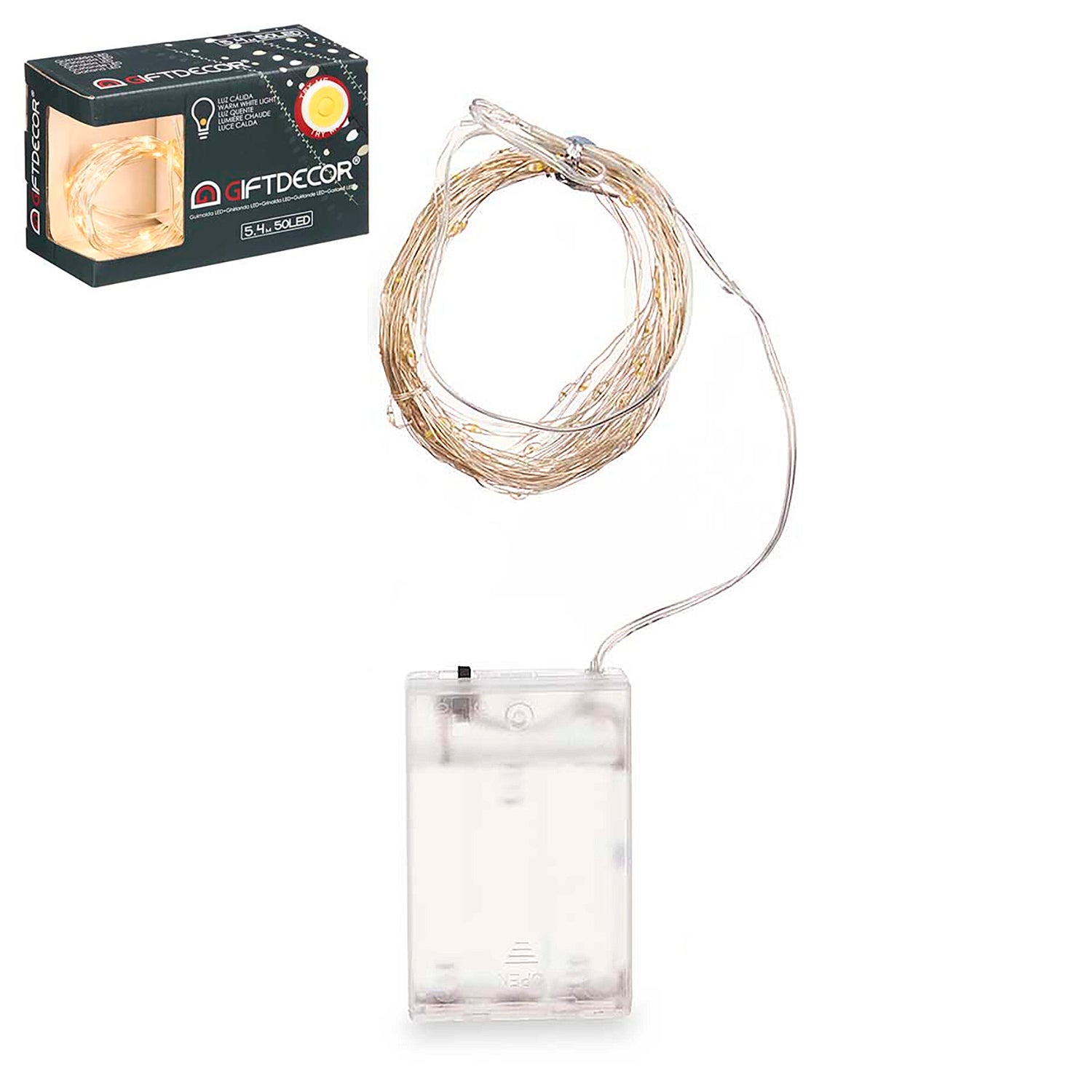 Tira LED de 5.4 metros con 50 luces cálidas y caja interior. | Leroy Merlin