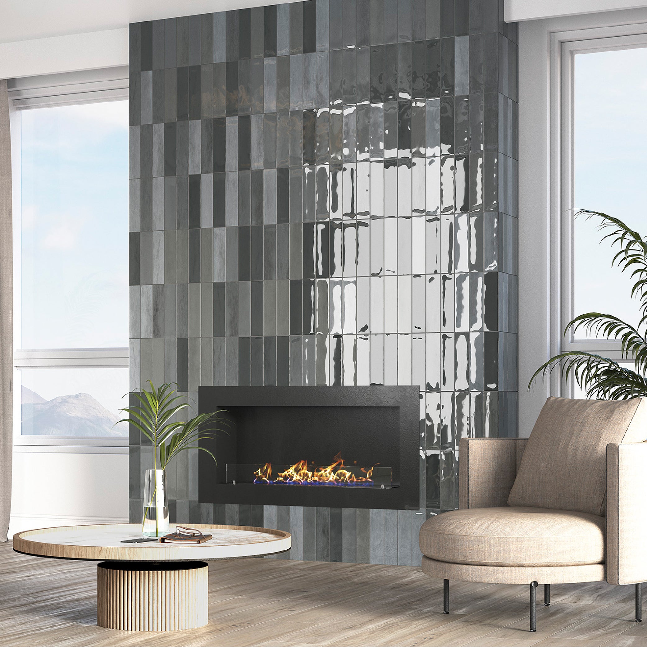 Azulejo interior y exterior. Porcelánico Premium Serie Zellige Coal ...