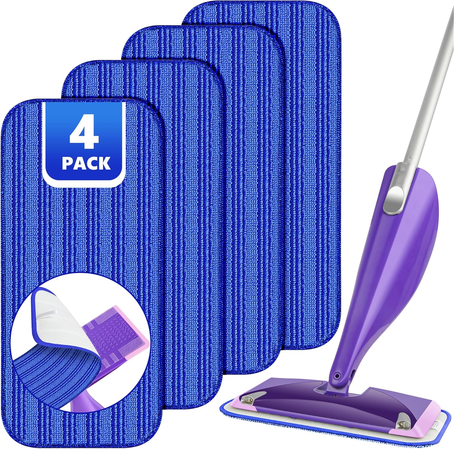 4 lingettes Swiffer WetJet - Microfibre lavable - Recharge - Bleu ...