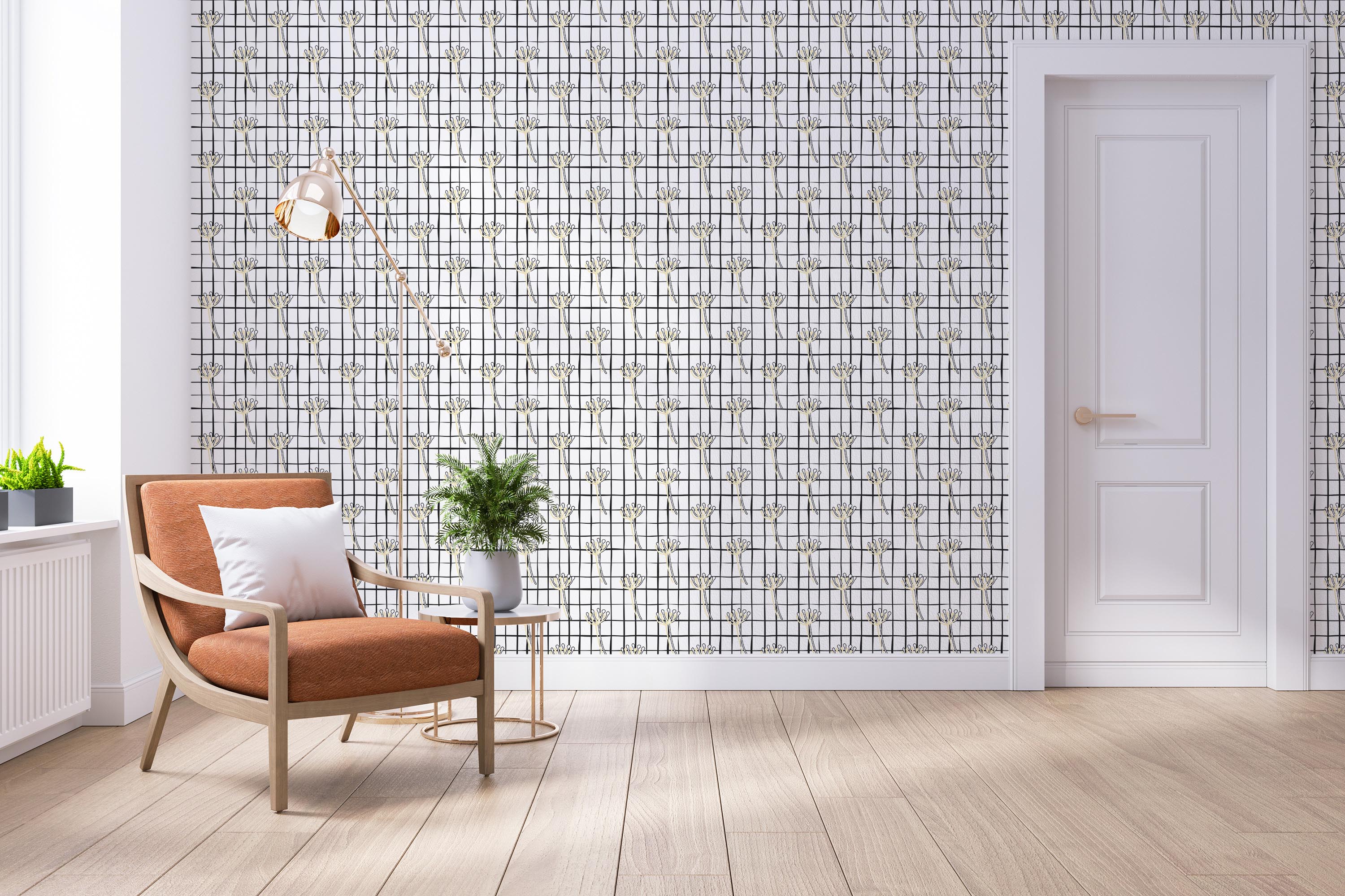 Delicate Floral Grid Wallpaper | Leroy Merlin
