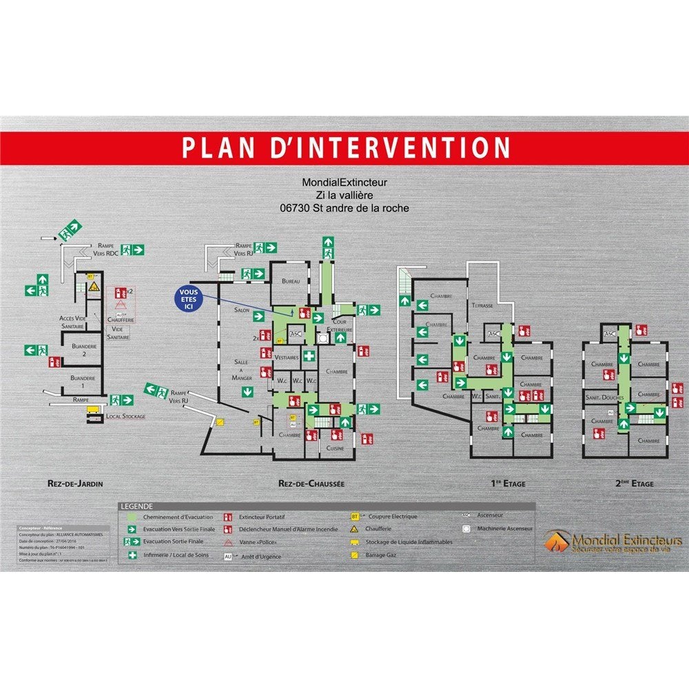 Plan d'intervention - Dibond Aluminium - Format A1 / Marque : Mondial ...