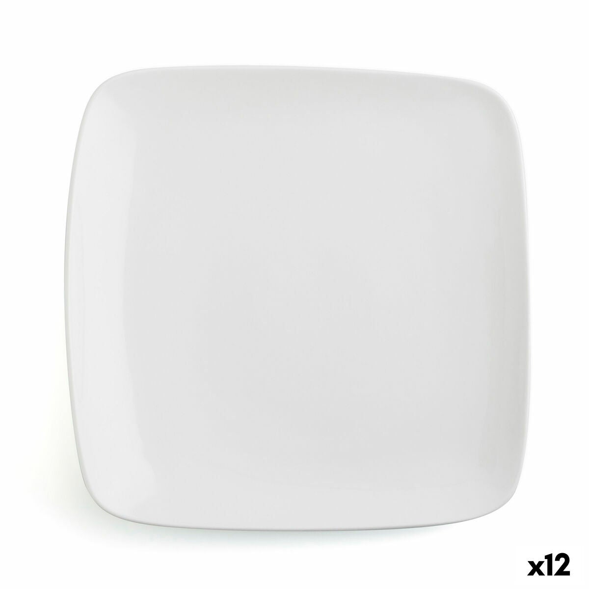 Assiette plate Ariane Vital Square Carré Céramique Blanc 24 x 19 cm (12 ...