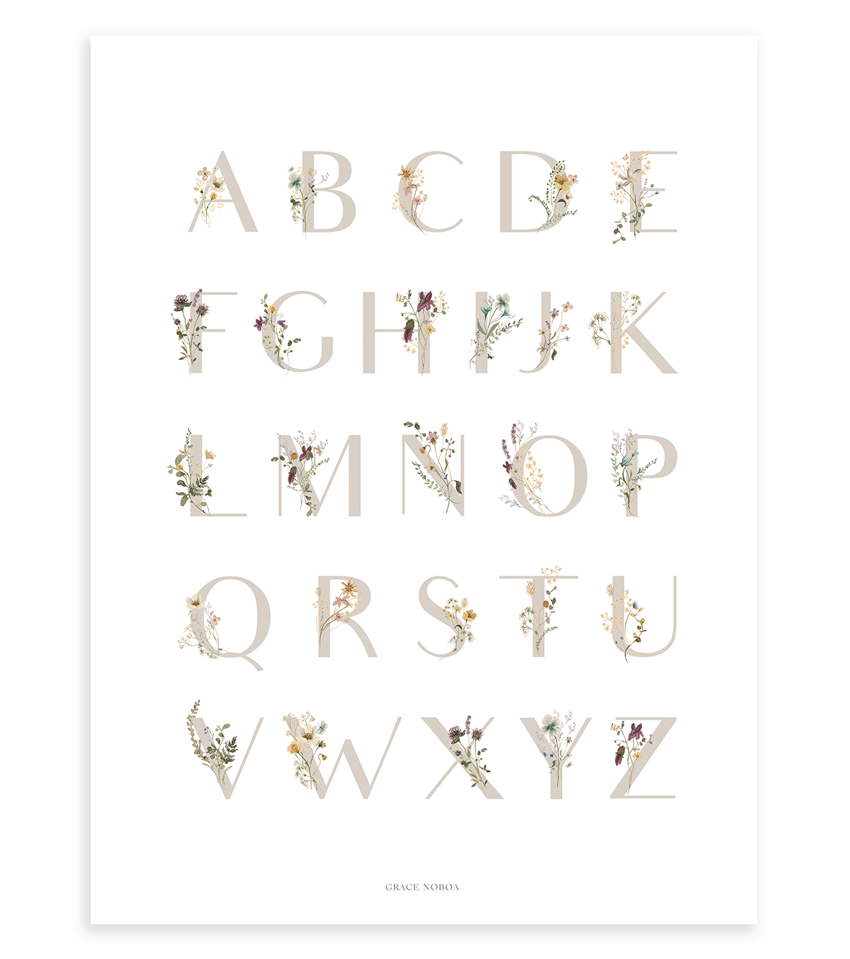 Affiche floral ABC 30x40 cm, Lilipinso | Leroy Merlin