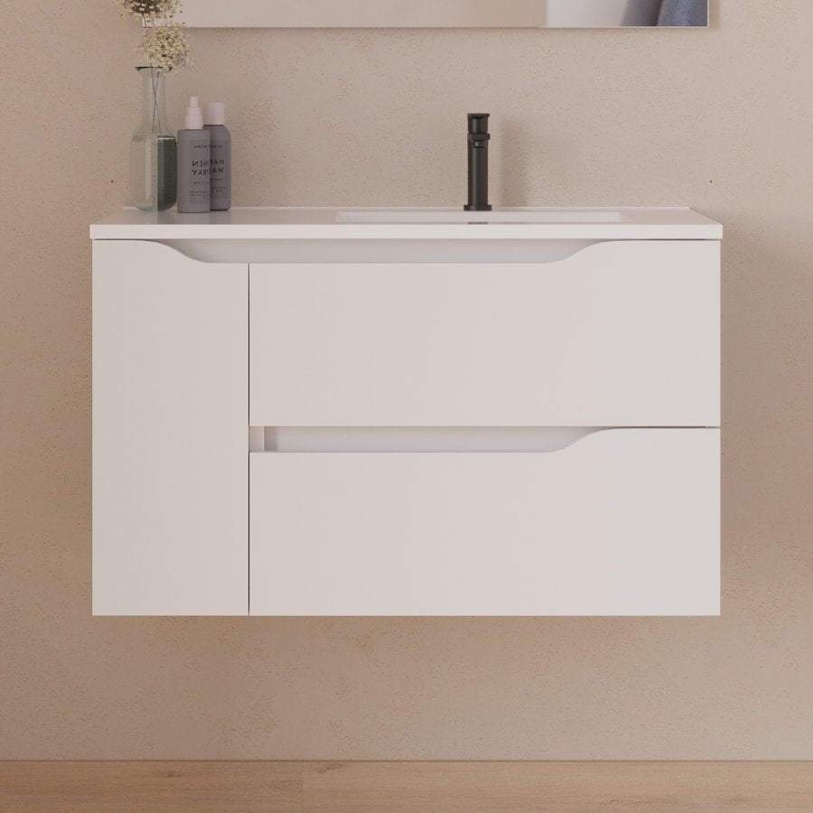 Meuble sous vasque seul, 2 tiroirs et 1 porte, 80cm, pour vasque ...