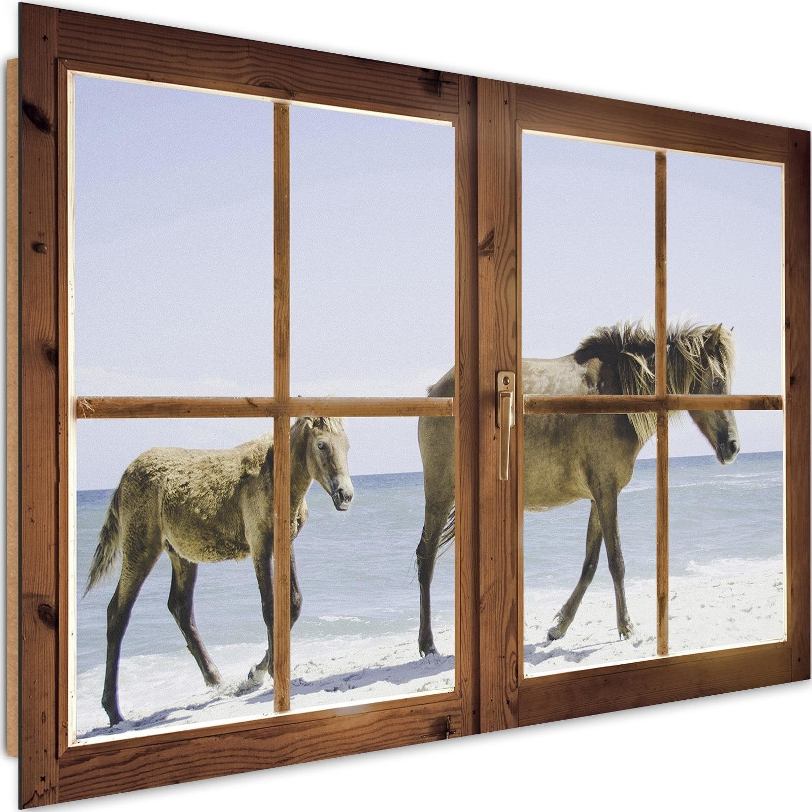 Tableau bois plage et chevaux - 60 x 40 cm | Leroy Merlin