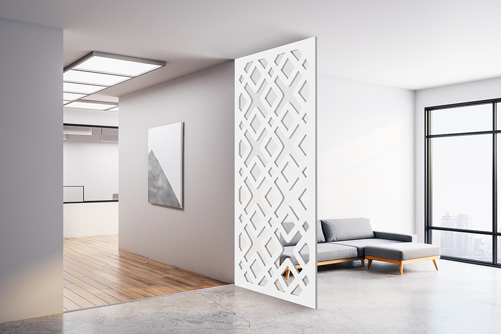 Cloison amovible - Claustra décoratif PVC BLANC - Modèle FLAT - L.80 x ...