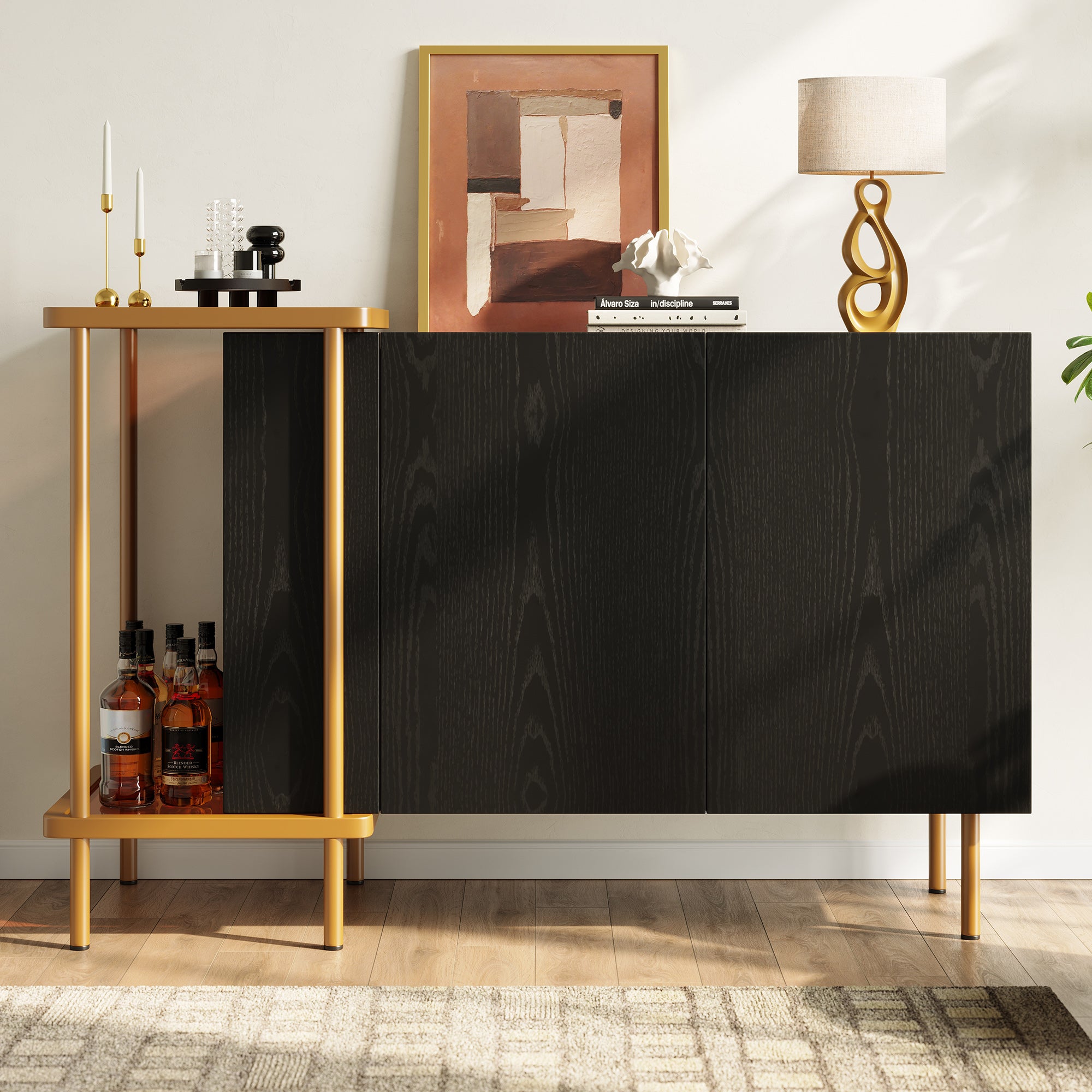 Buffet moderno 120x40x77,5 cm - con 2 puertas - 2 compartimentos ...