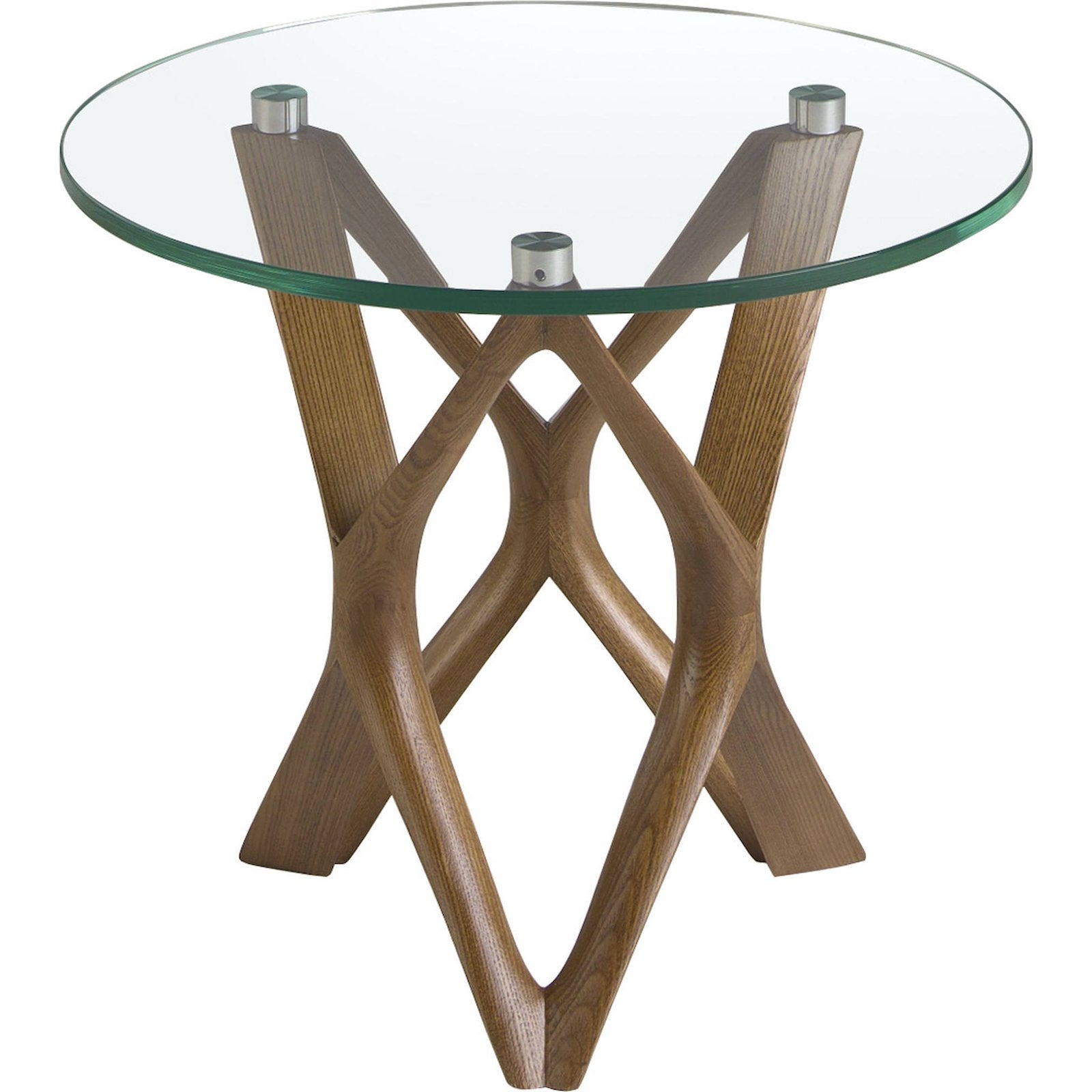 Table d'appoint design verre et bois Angel Cerda 50 x 50 x 41 cm Verre trempé et bois noyer ...
