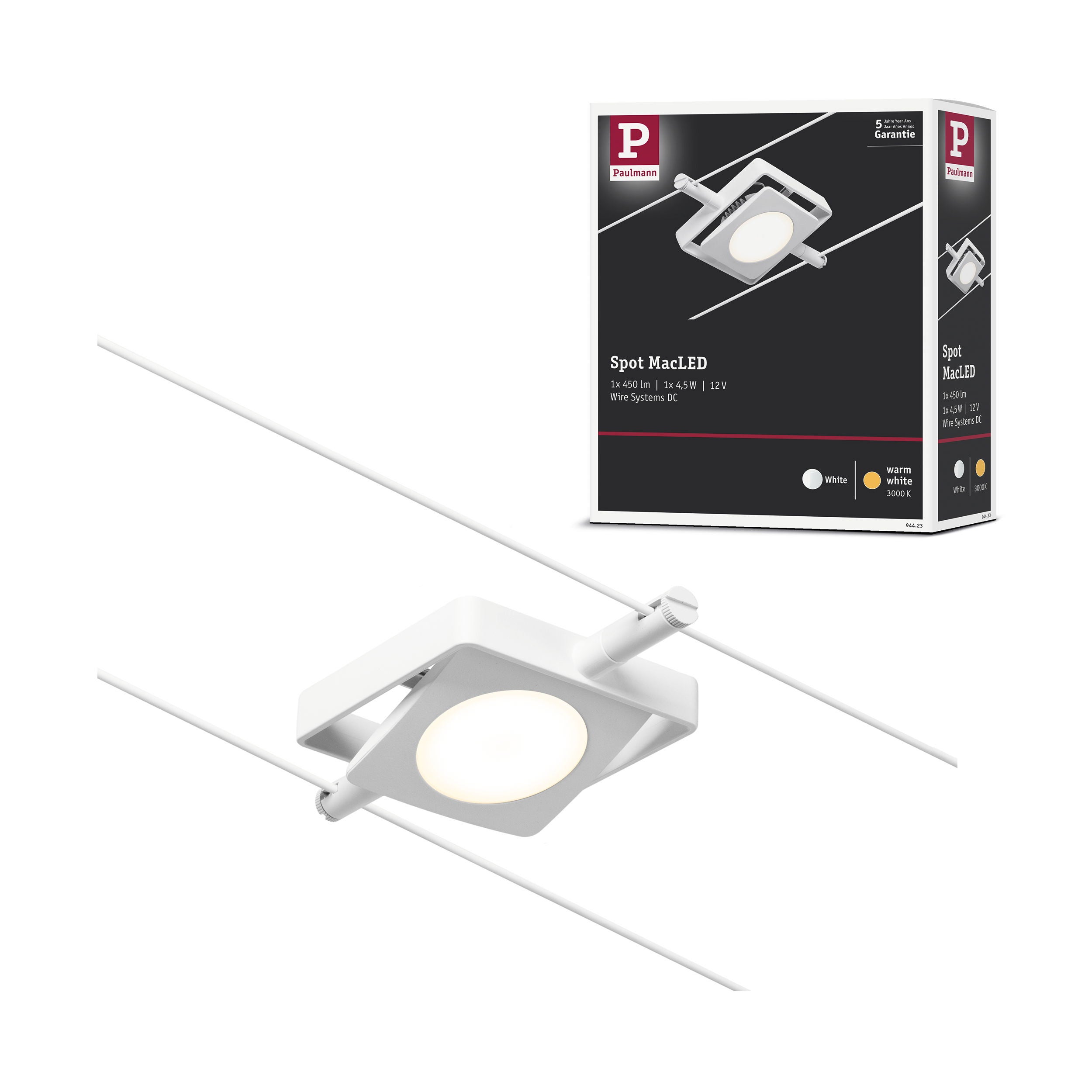 CorDuo Système sur câbles LED MacLED Spot individuel 250lm 4,5W 3000K ...