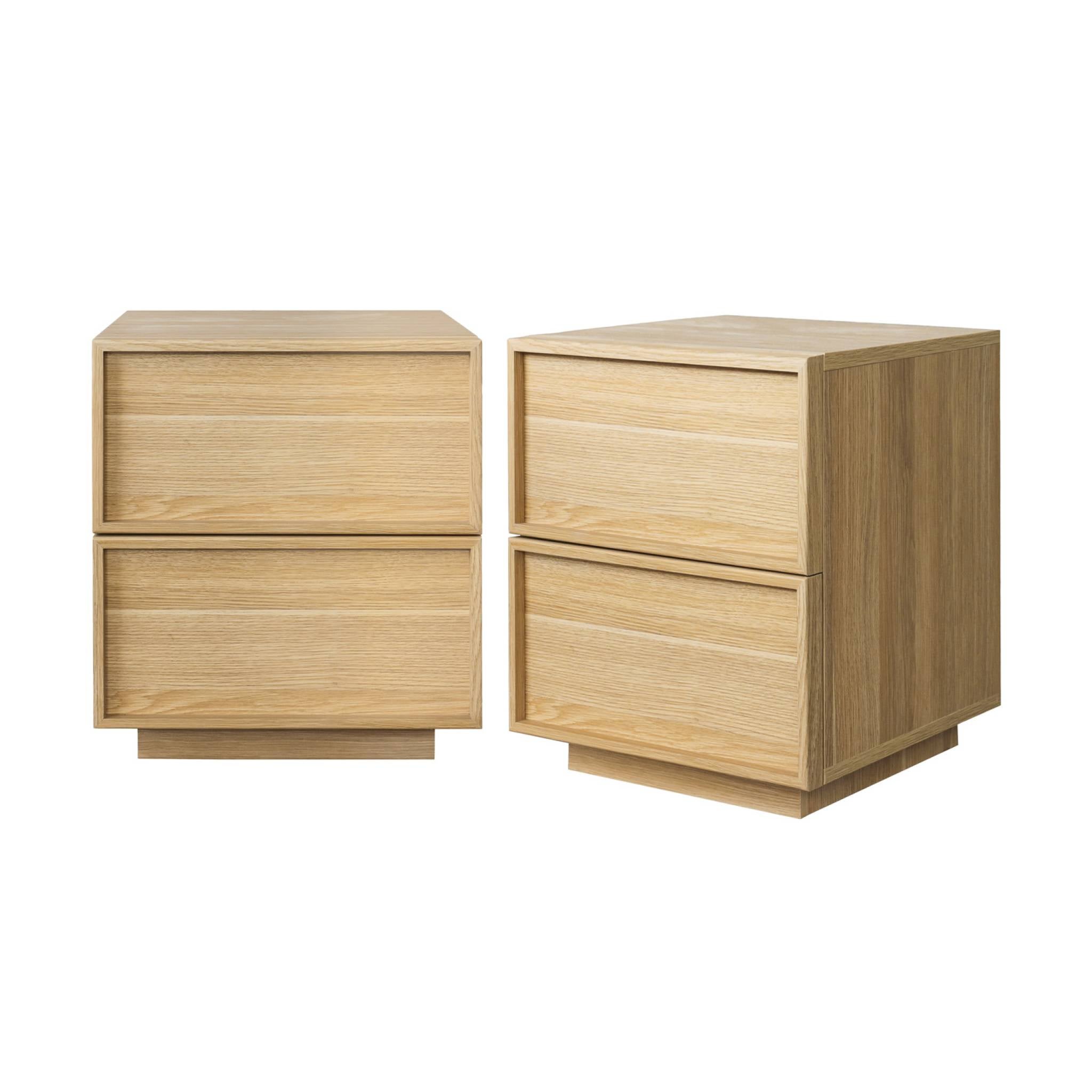 Mesita efecto madera 2 cajones, set de 2 Natural - 42x38x48 cm | Leroy ...