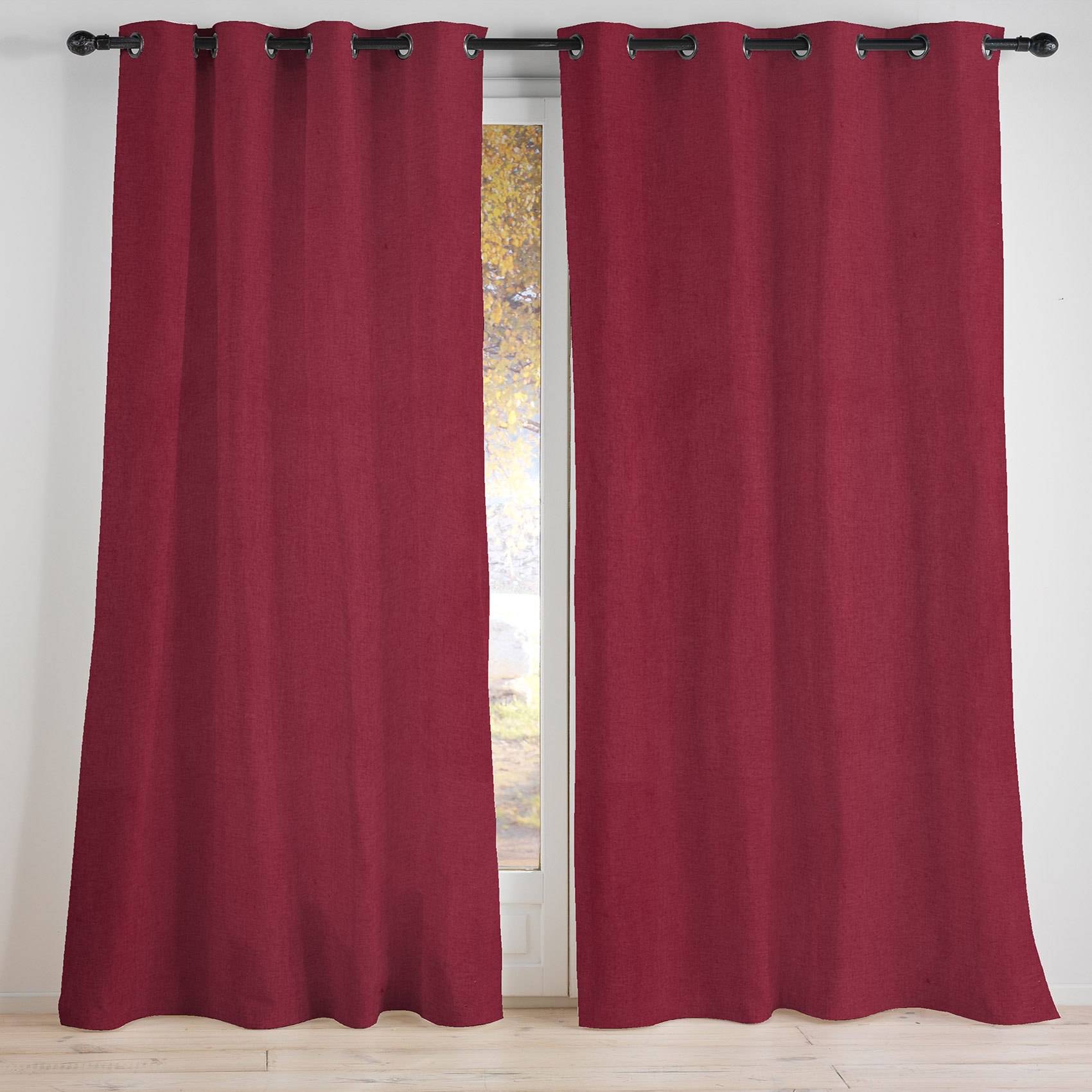 Rideau 100 % occultant uni et coloré - Rouge - 140x260 cm - Polyester ...