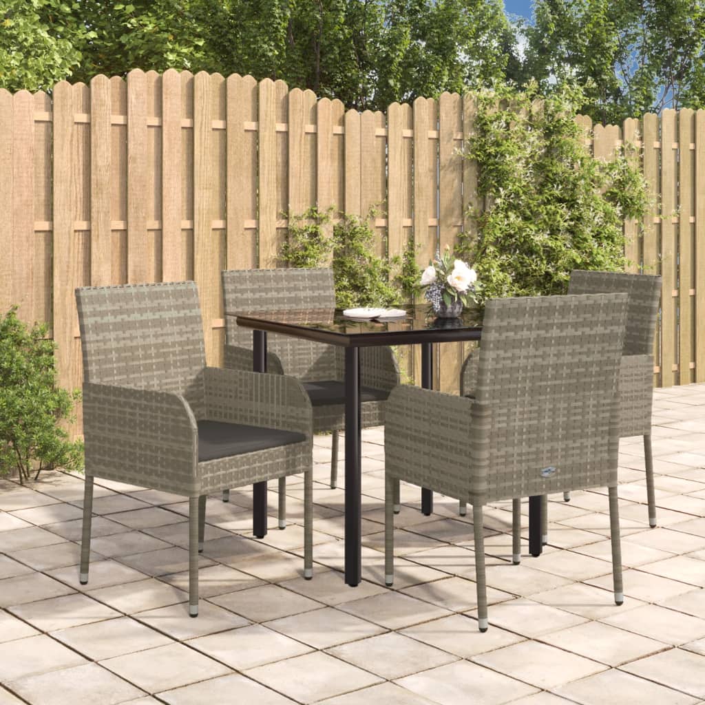 Ensemble à manger de jardin coussins 5 pcs noir et gris vidaXL | Leroy ...