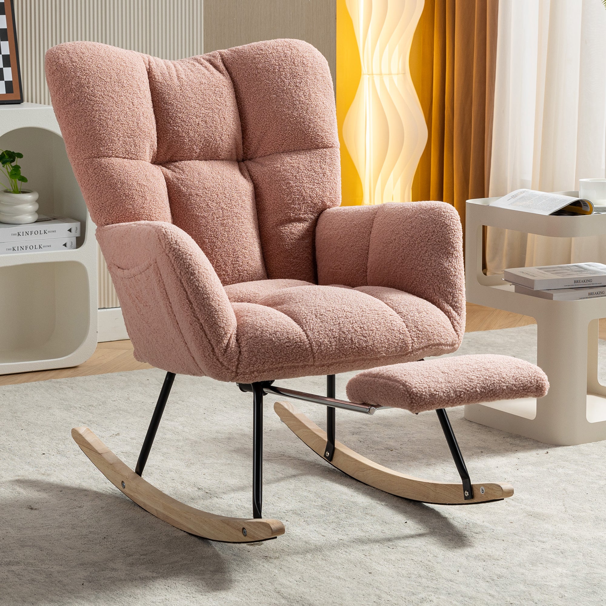 Rocking chair, Fauteuil à bascule capitonnée avec repose-pieds ...