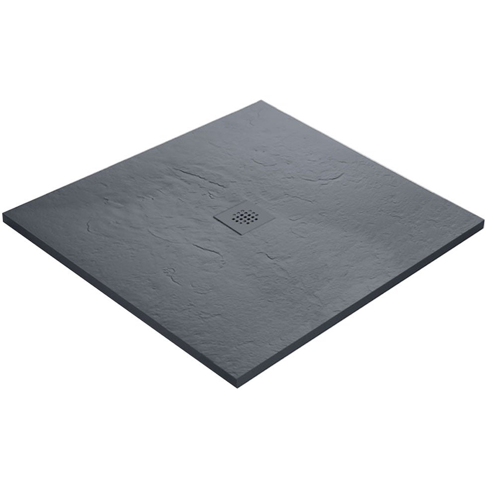 Receveur résine 120 x 120 cm gris ardoise effet ardoise - grille carrée ...