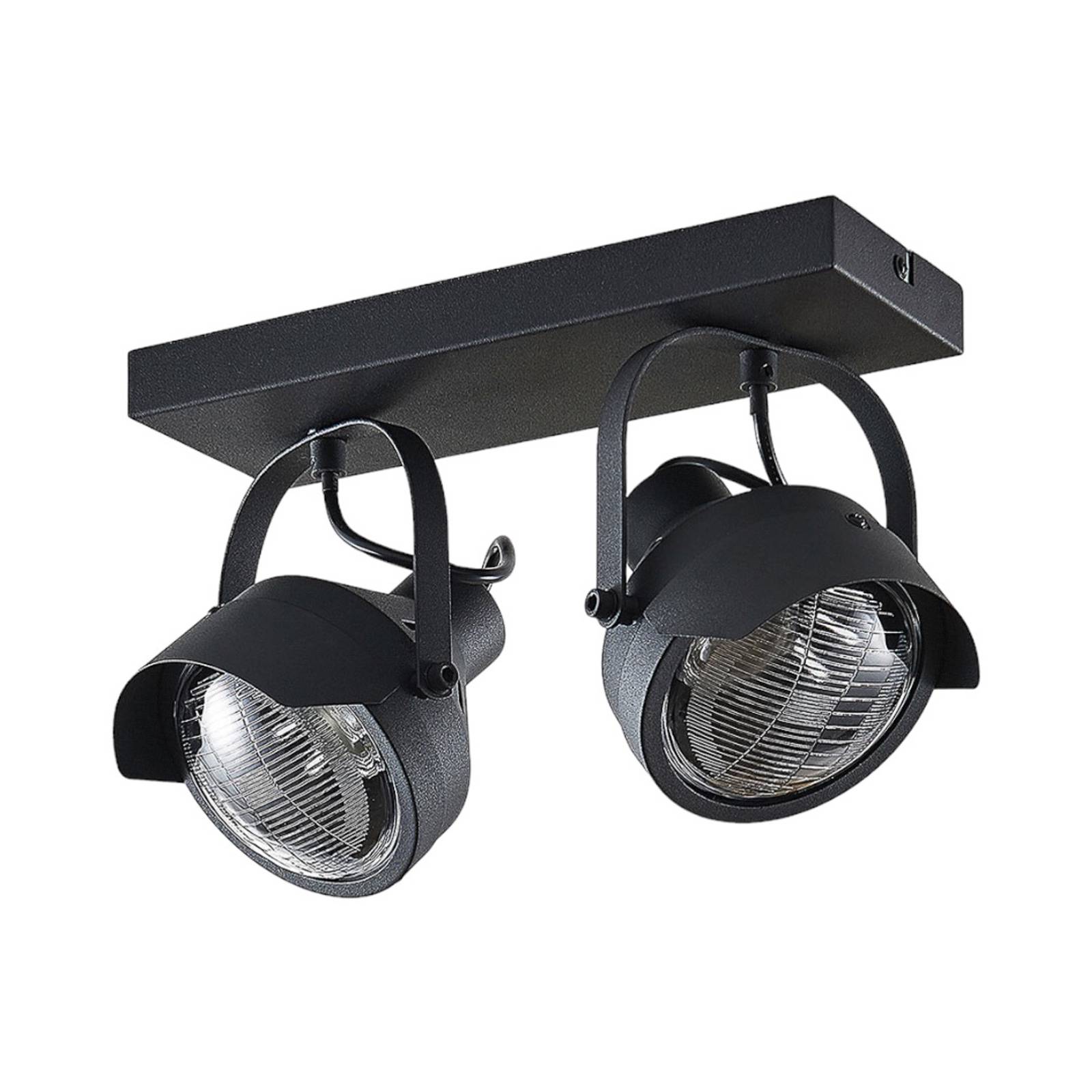 Lindby Foco de techo Henega, negro, 2 brazos, foco empotrado, lámpara ...